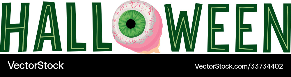 Halloween text with eye cartoon design Royalty Free Vector
