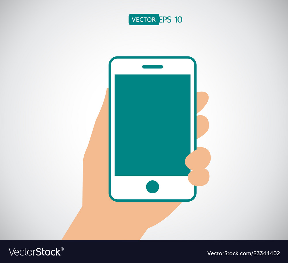 Hand holding with mobile phone in flat design Vector Image