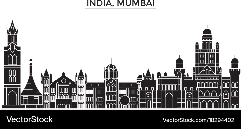 India mumbai architecture urban skyline with Vector Image