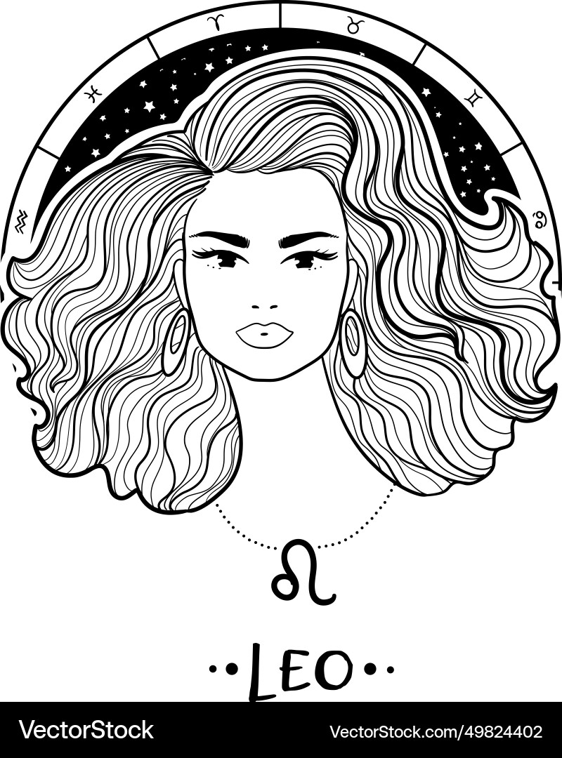 Leo zodiac sign line art Royalty Free Vector Image