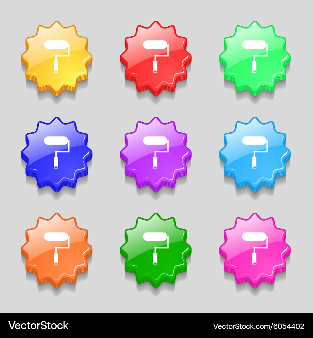Paint roller sign icon painting tool symbol Vector Image
