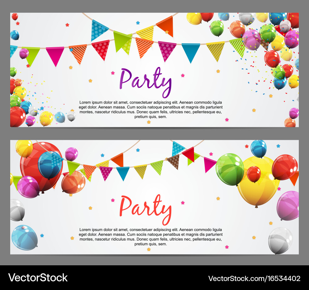 Party background baner with flags and balloons Vector Image