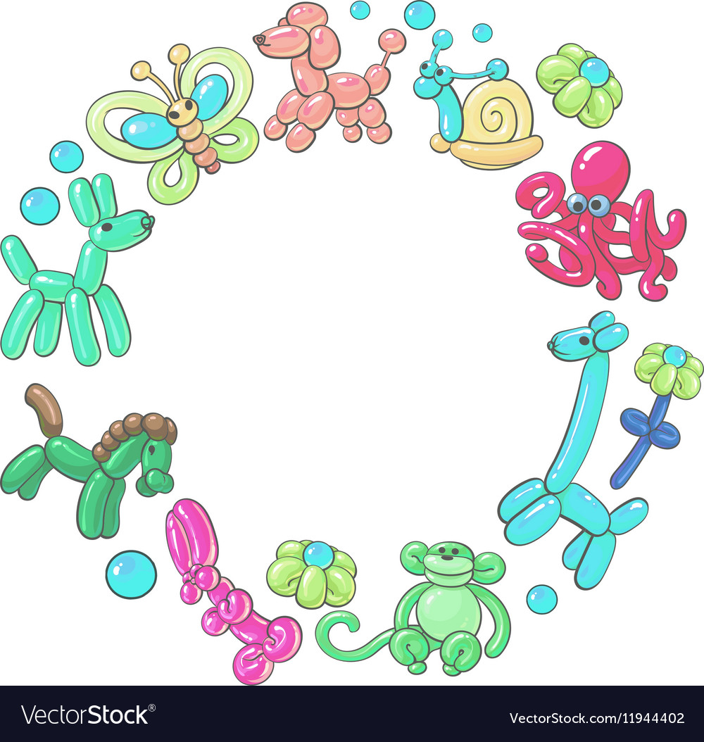 Round frame made twisted balloon animals Vector Image