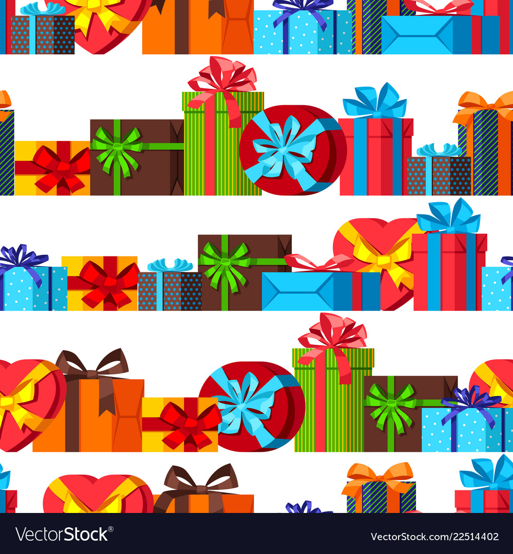 Seamless pattern with gift boxes Royalty Free Vector Image