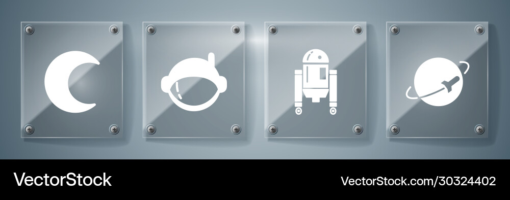 Set planet robot astronaut helmet and moon Vector Image