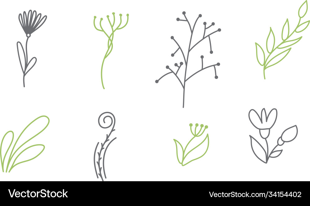 Set sketches and line doodles logo Royalty Free Vector Image