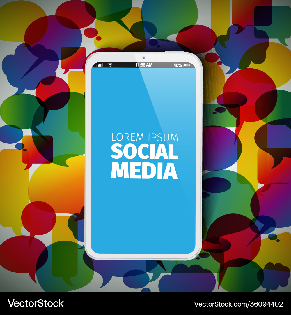 Social media abstract with smartphone Royalty Free Vector