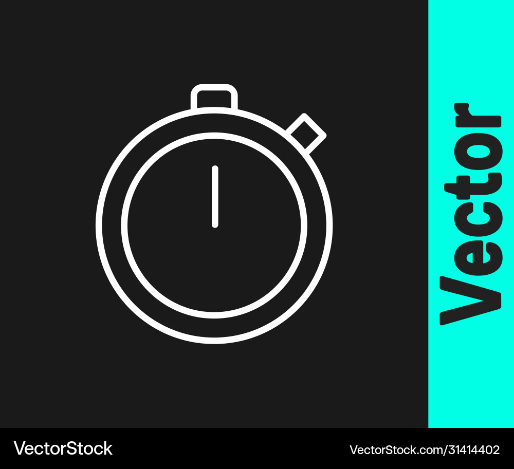 White line stopwatch icon isolated on black Vector Image