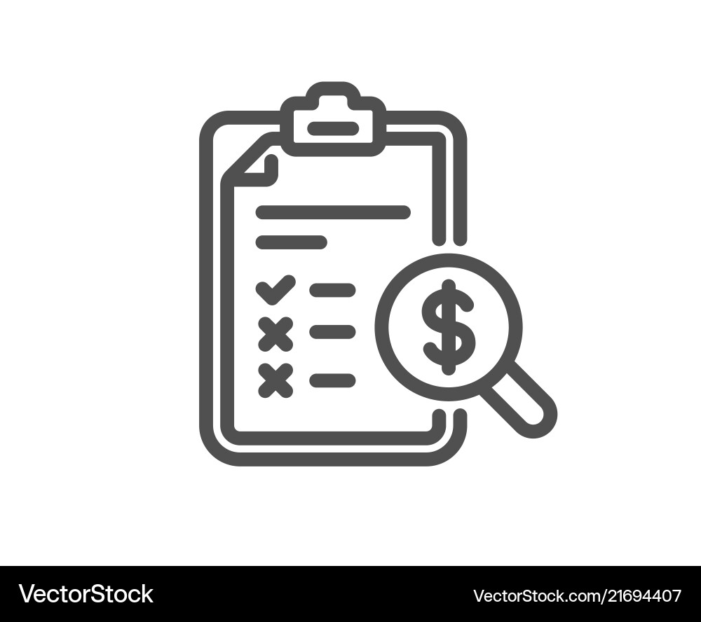 Accounting report line icon audit sign Royalty Free Vector
