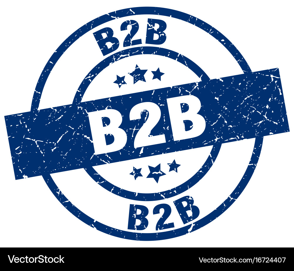 B2b blue round grunge stamp Royalty Free Vector Image