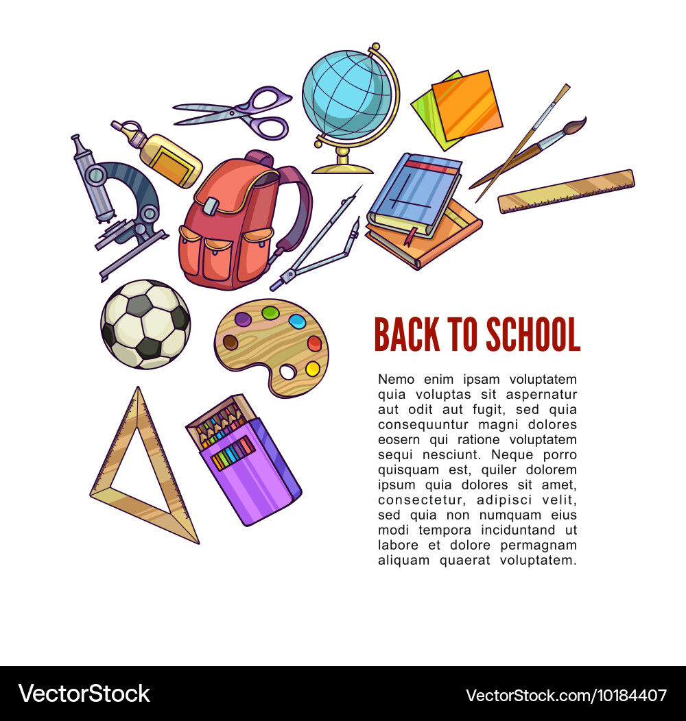 Back to school supplies and learning equipment Vector Image