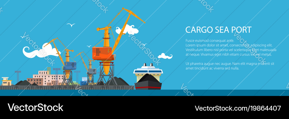 Banner with cargo sea port Royalty Free Vector Image