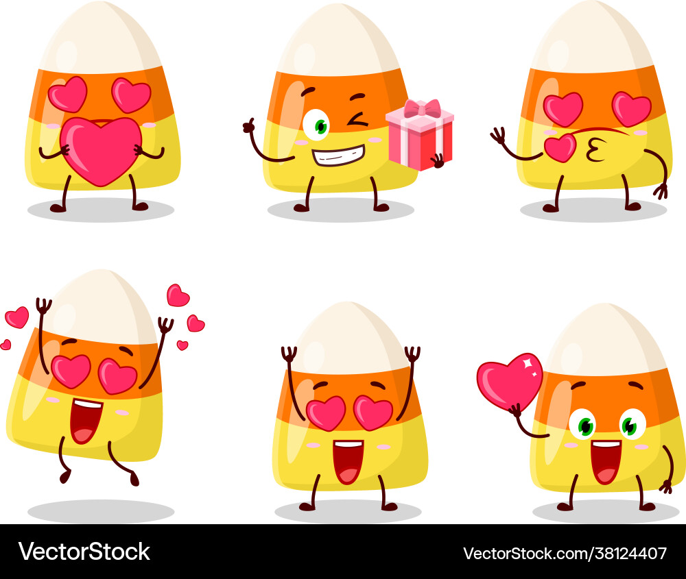 Candy corn cartoon character with love cute Vector Image