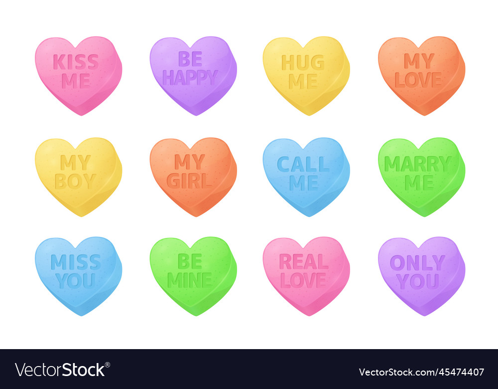 Candy hearts valentines day sweets Royalty Free Vector Image