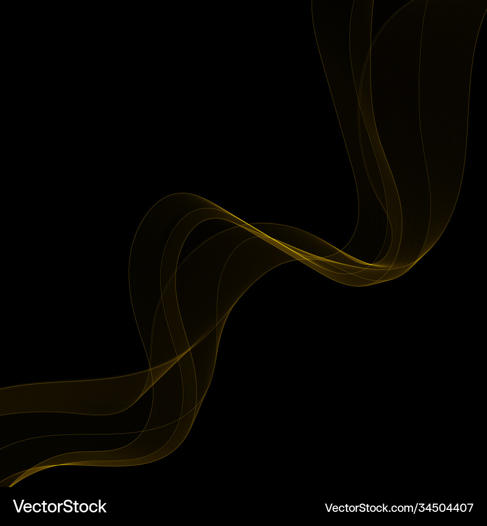 Golden wave on a black background curves Vector Image