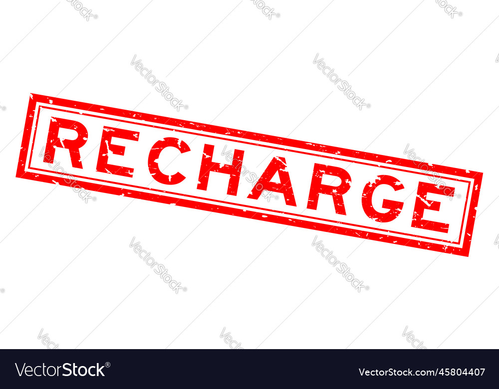 Grunge red recharge word square rubber seal stamp Vector Image