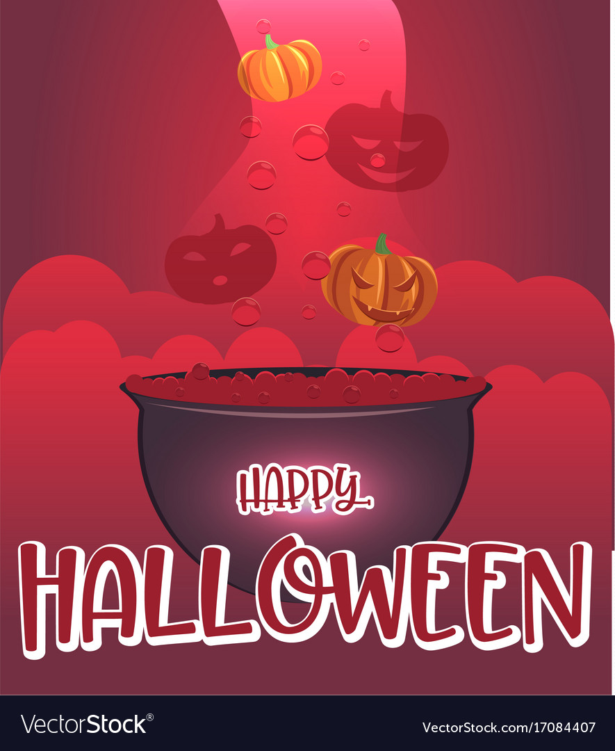 Halloween witch cauldron Royalty Free Vector Image