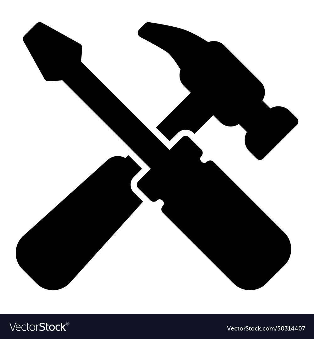 Hammer And Screwdriver Flat Icon Isolated Vector Image