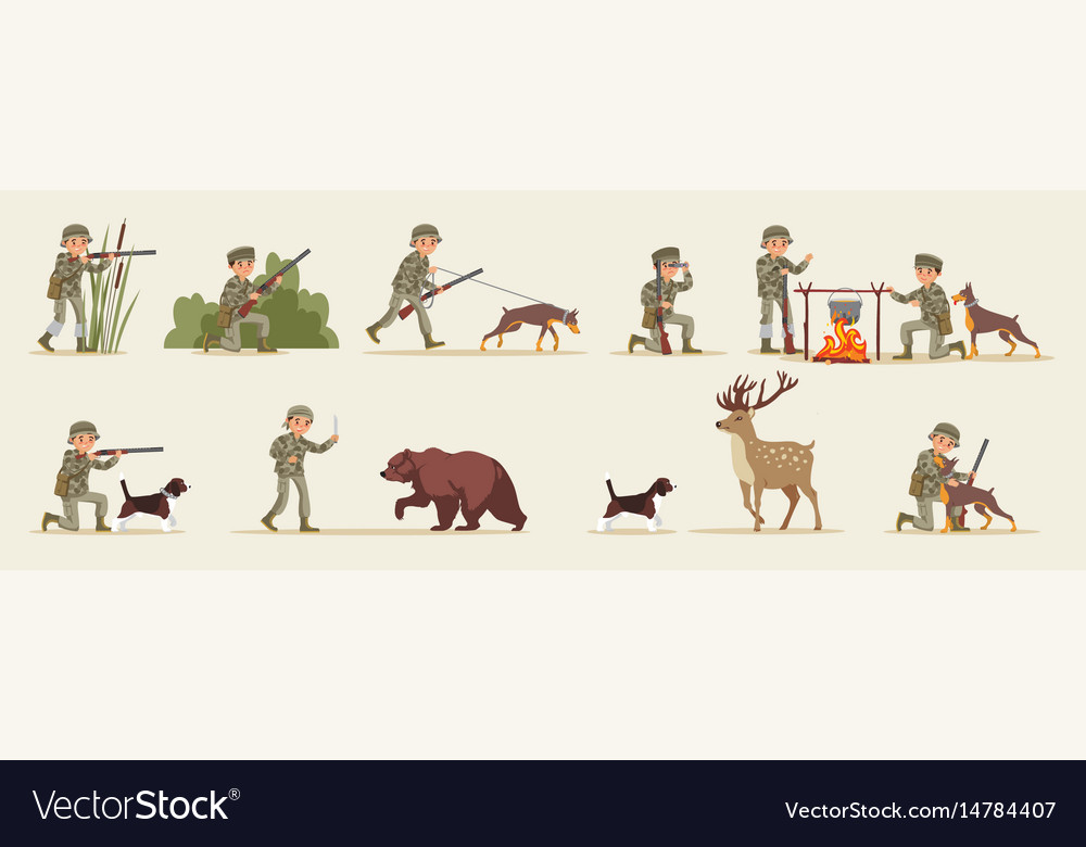 Hunting elements set Royalty Free Vector Image
