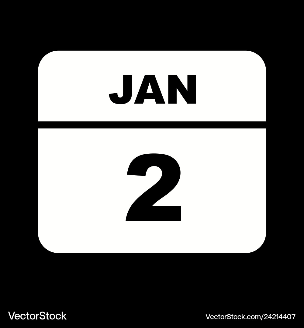 January 2nd date on a single day calendar Vector Image