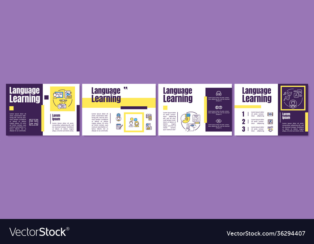Language learning brochure template Royalty Free Vector