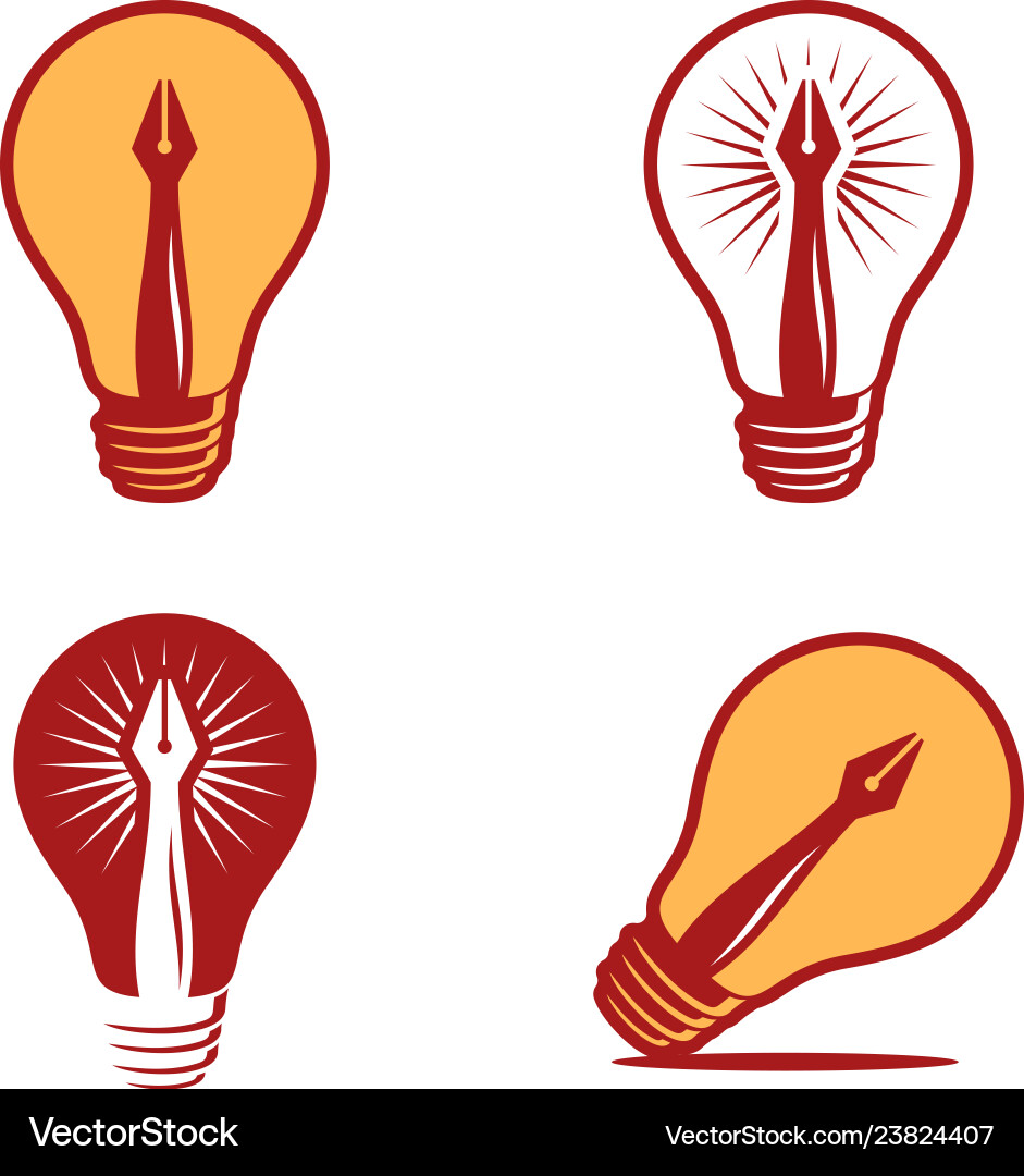 Light smart education idea in pen lamp symbol Vector Image