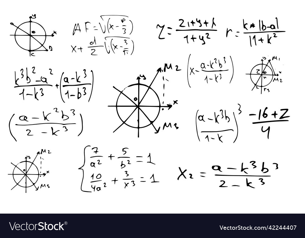 Mathematical scientific formulas and expressions Vector Image
