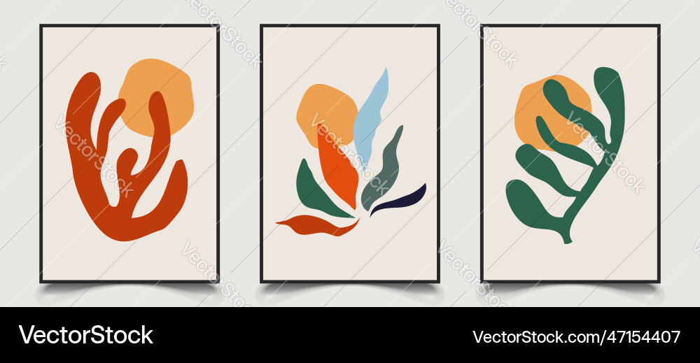 Modern style plants in pastel colors set Vector Image