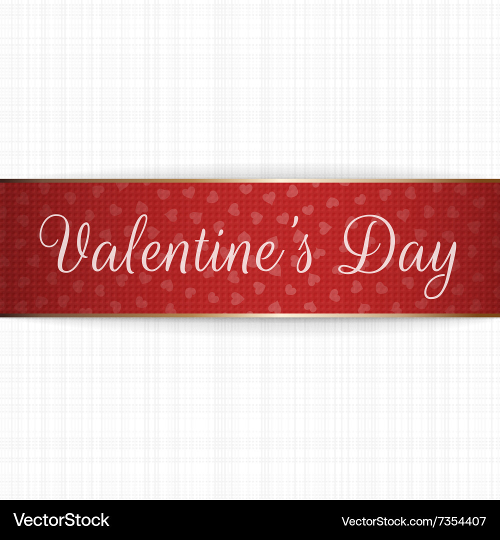 Realistic greeting valentines day ribbon Vector Image