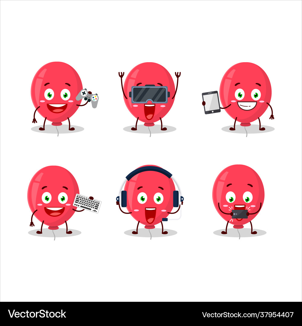 Red balloon are playing games with various cute Vector Image