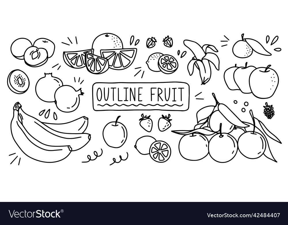 Variable fresh food fruit outline doodle hand Vector Image