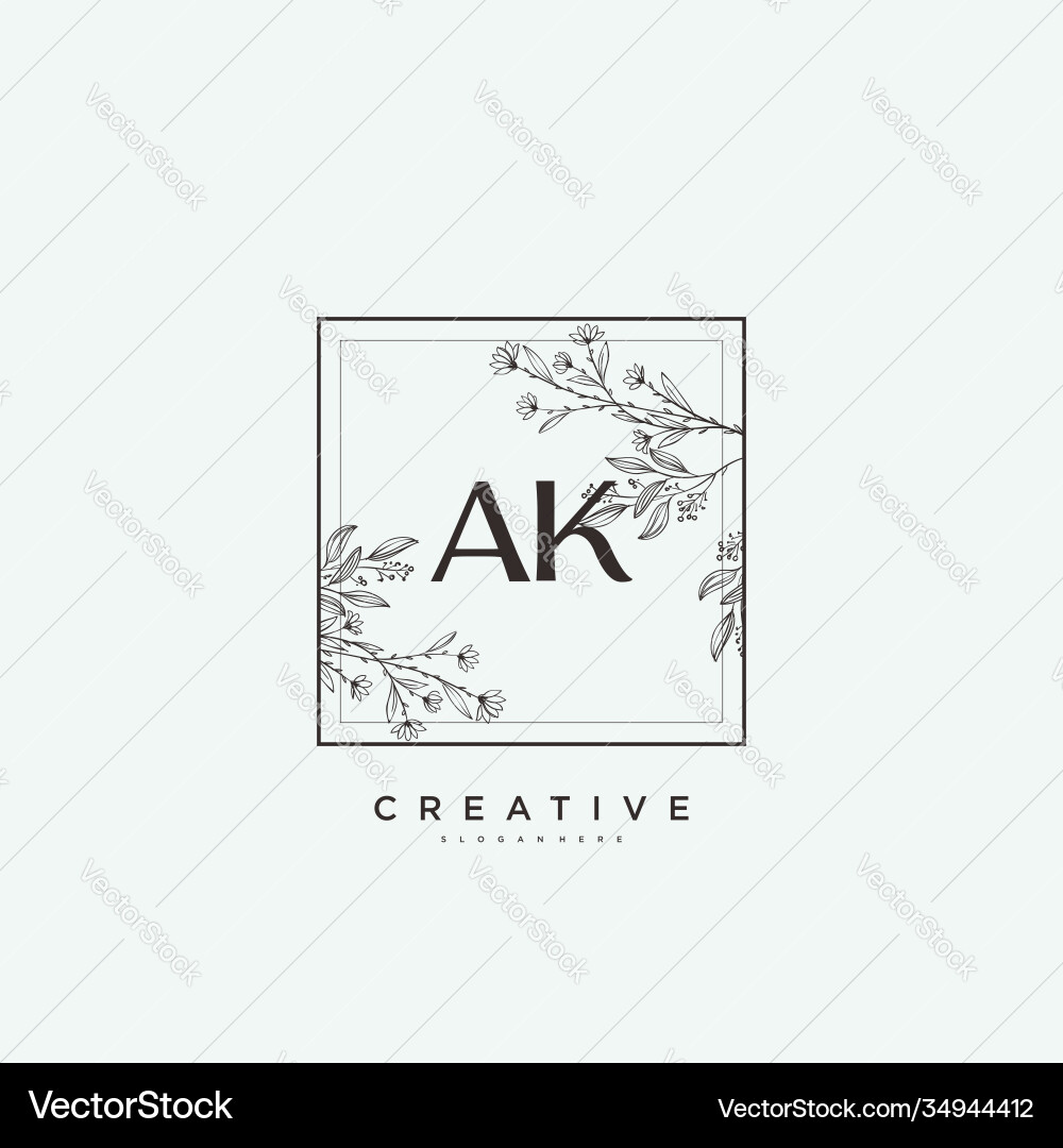 Ak beauty initial logo art handwriting Royalty Free Vector