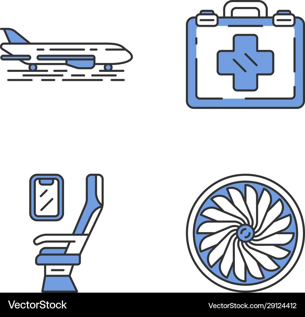 Aviation services color icons set Royalty Free Vector Image