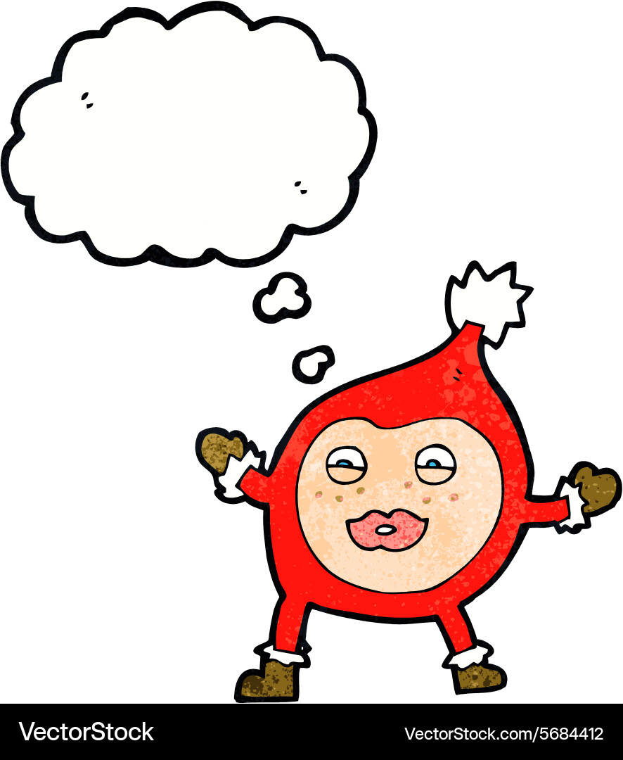 Cartoon funny christmas creature with thought Vector Image