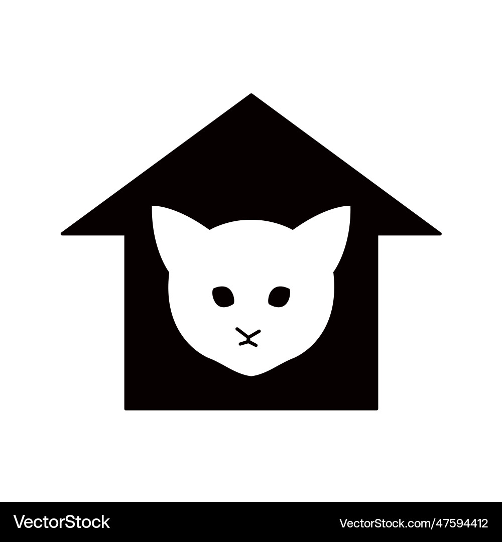Cat in the house logo design Royalty Free Vector Image