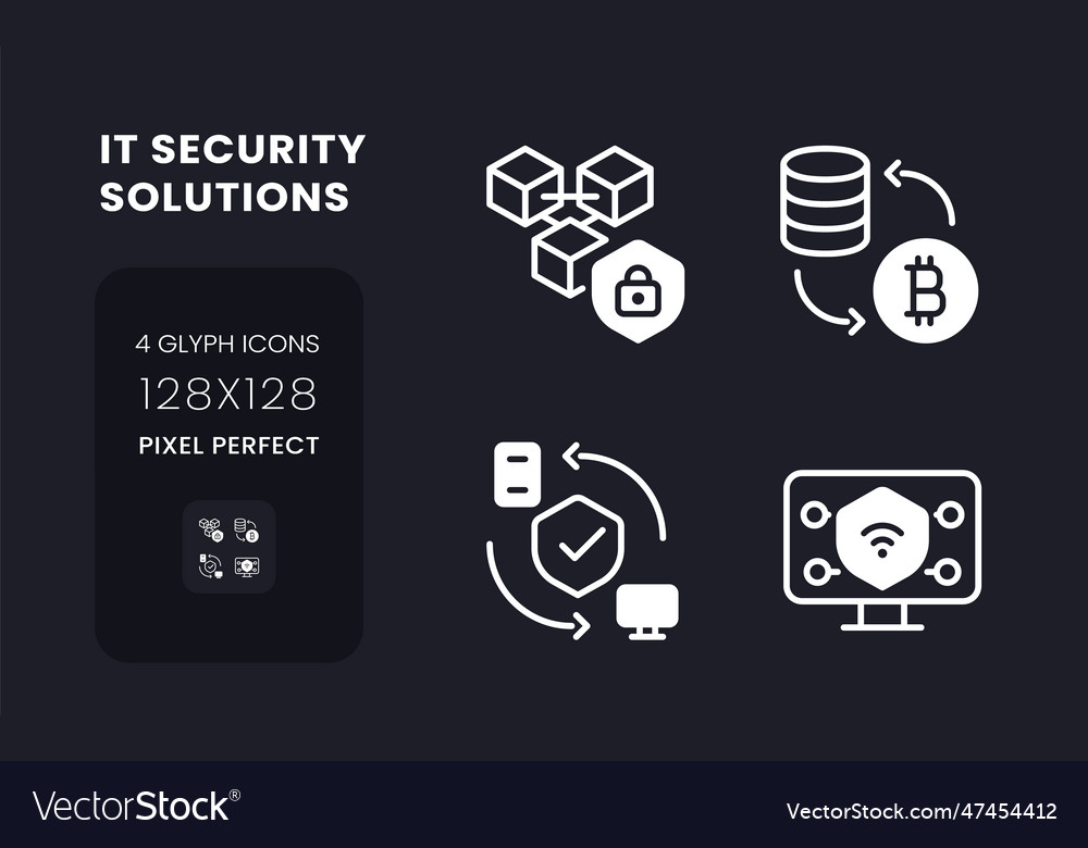 Data privacy solutions white solid desktop icons Vector Image