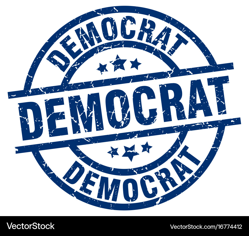 Democrat blue round grunge stamp Royalty Free Vector Image
