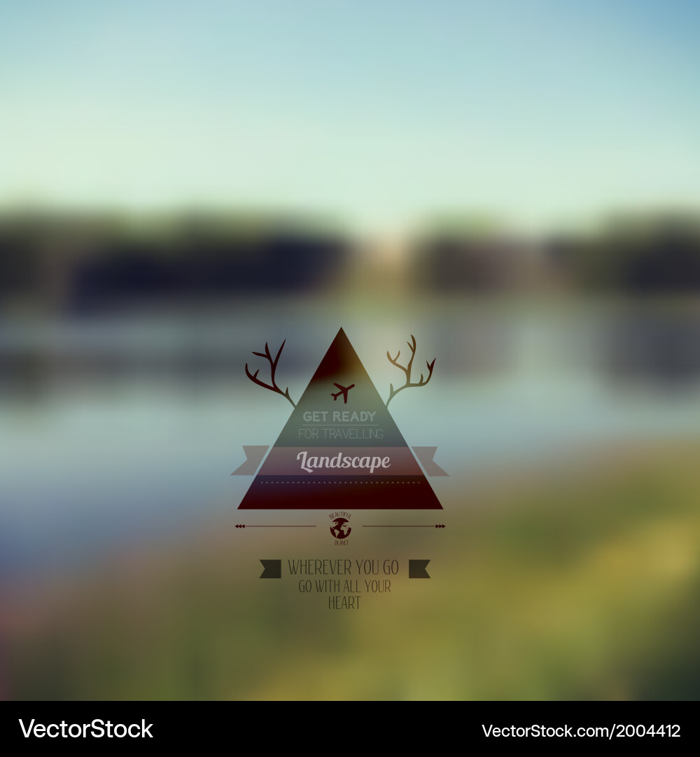 Forest landscape with triangle badge outdoor Vector Image