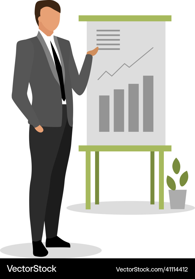 Giving presentation in office flat color faceless Vector Image