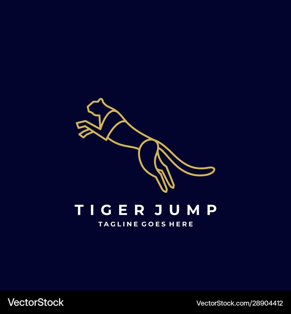 Logo tiger jump line art Royalty Free Vector Image