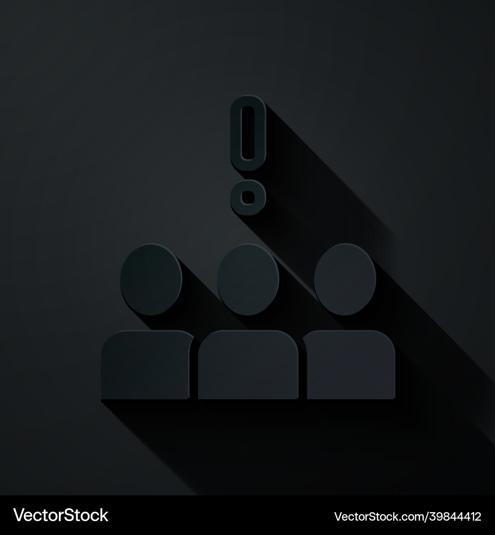 Paper cut crowd protest icon isolated on black Vector Image