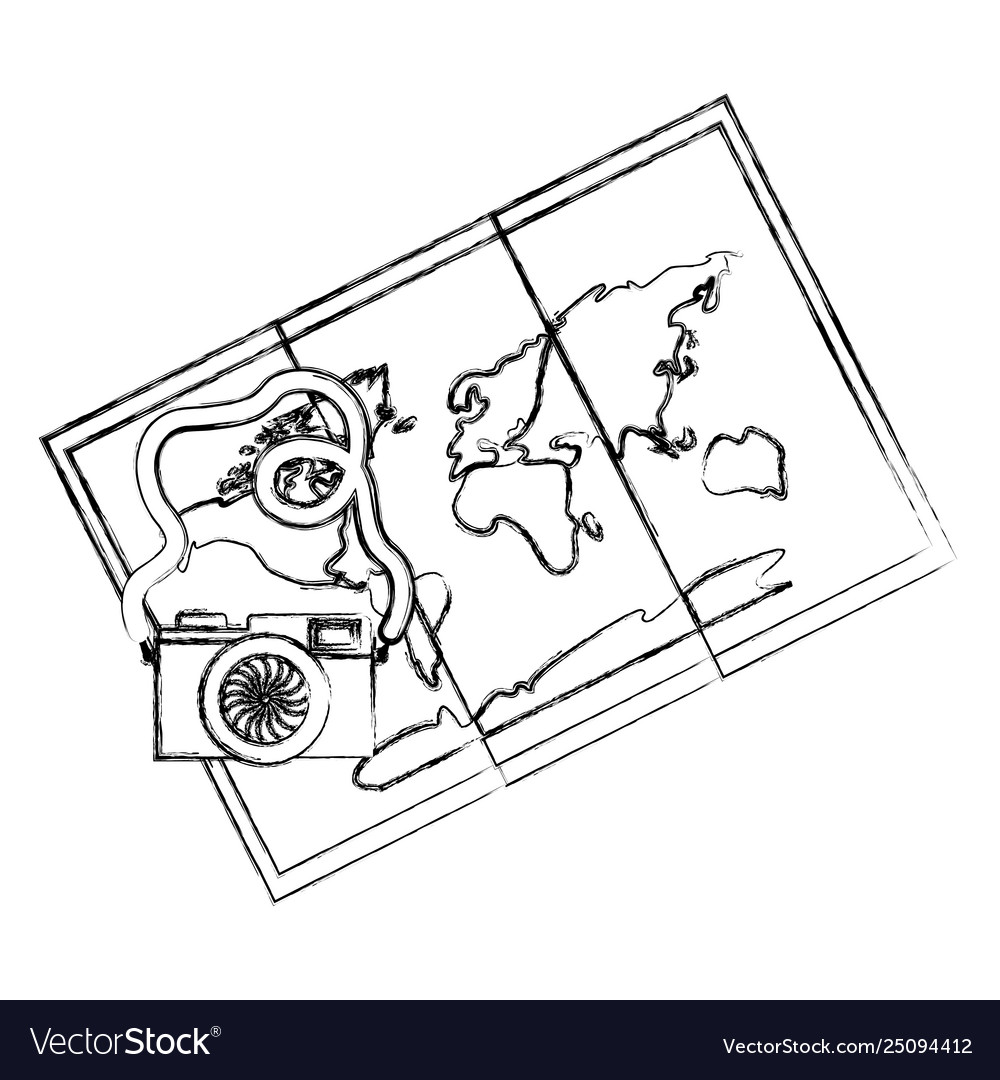 Paper map with travel around world icons Vector Image
