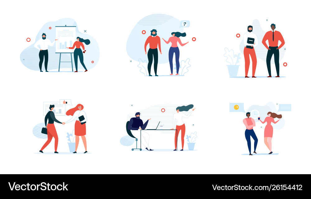 People formal and informal having conversation set