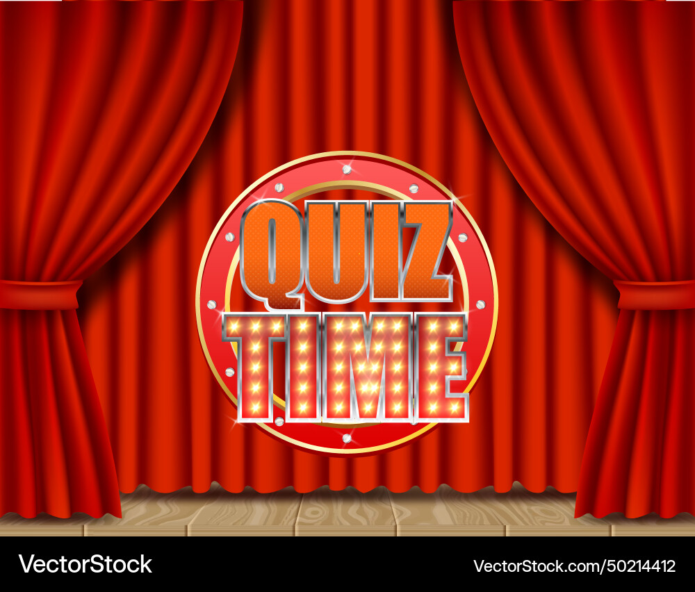 Quiz time retro banner poster design template Vector Image