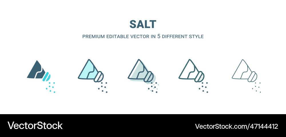 Salt icon in 5 different style outline filled two Vector Image