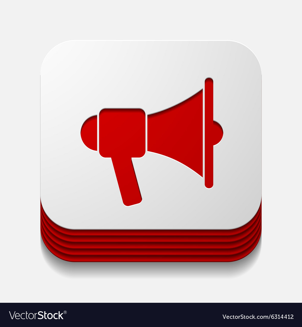 Square button megaphone Royalty Free Vector Image