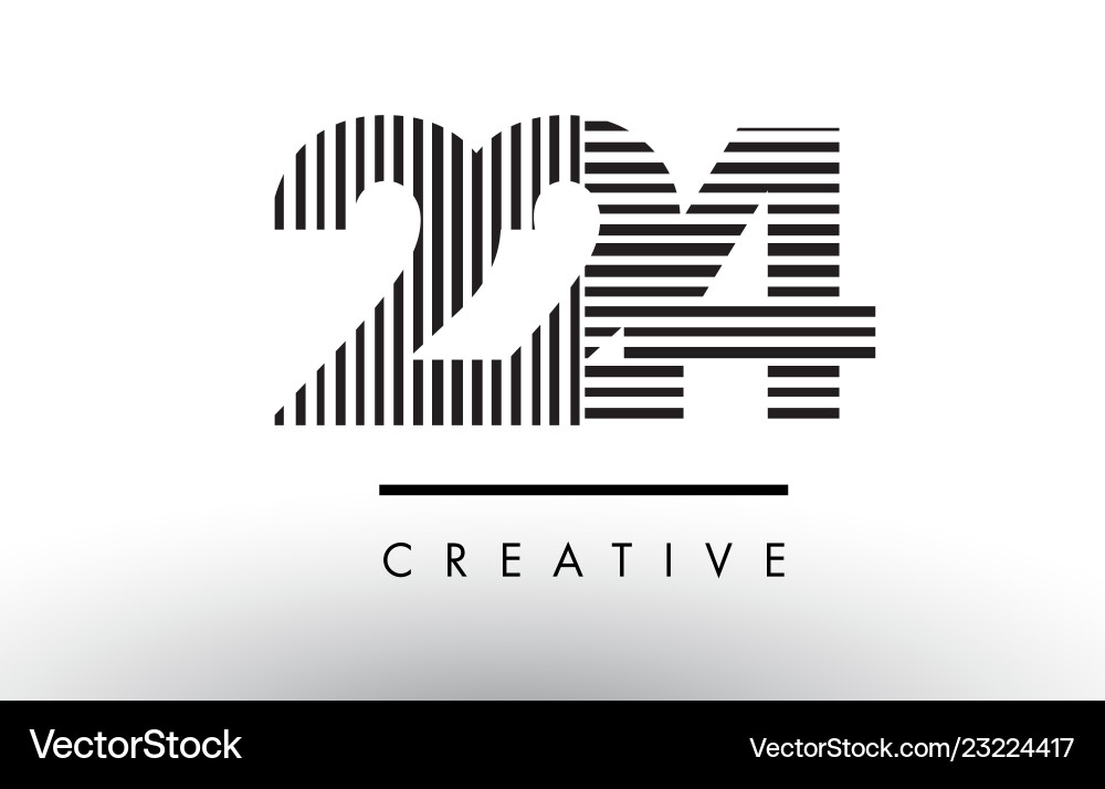 224 black and white lines number logo design Vector Image