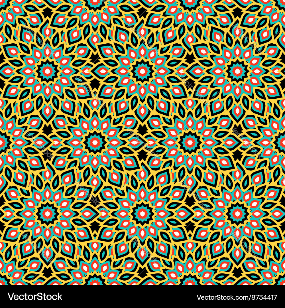 Arabic ornament with abstract flowers Royalty Free Vector