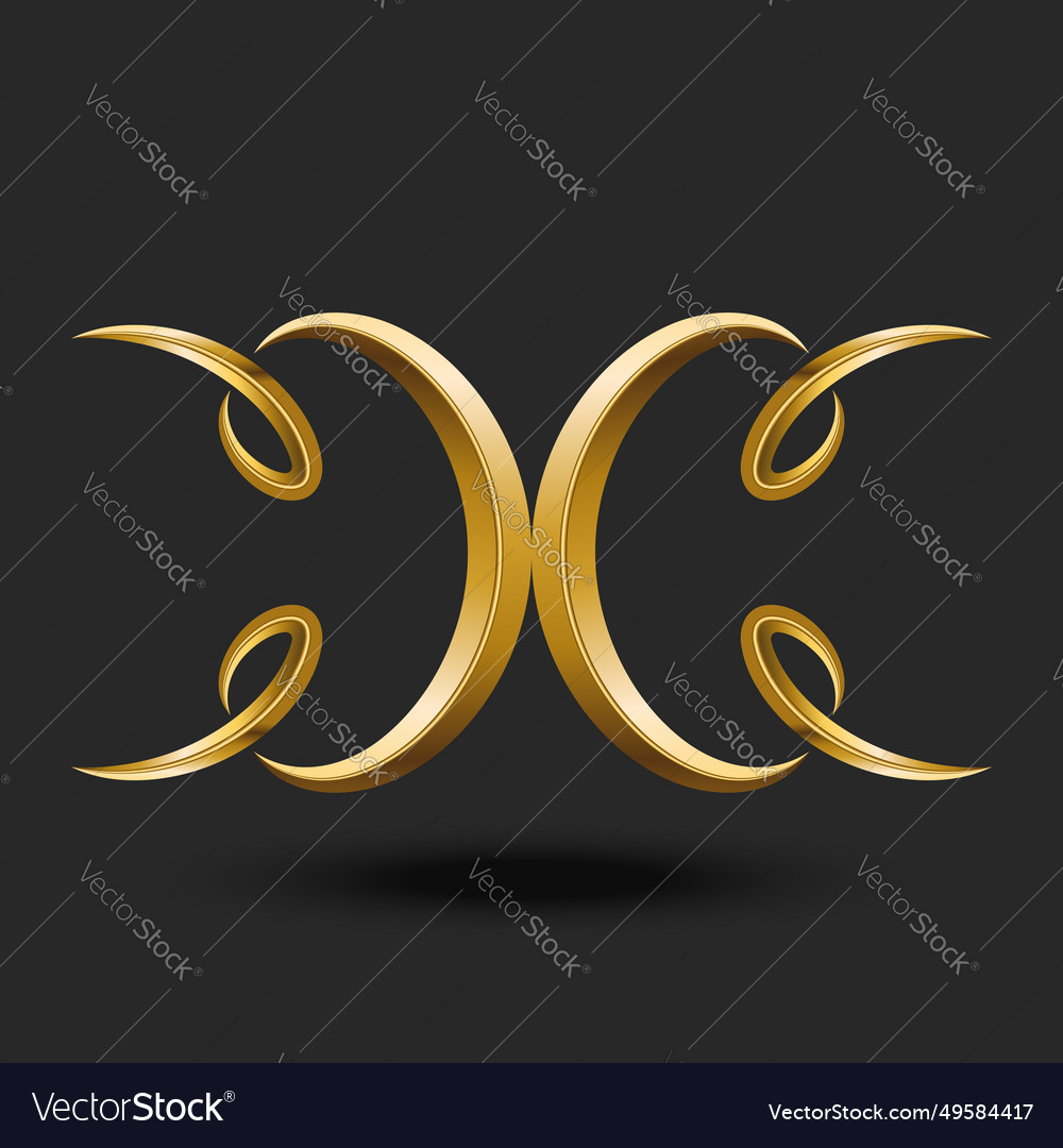 Calligraphy gold letter x monogram logo feminine Vector Image