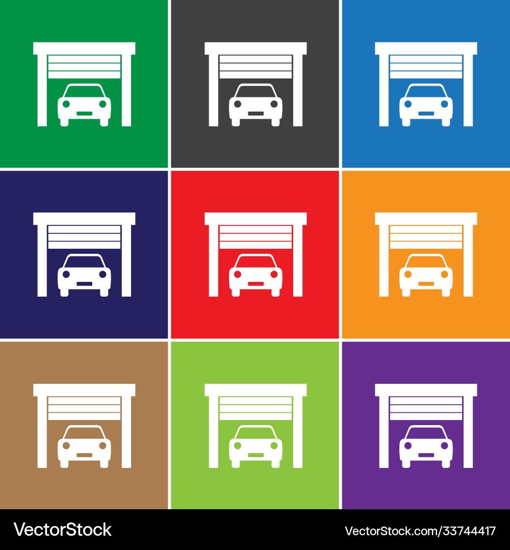 Car garage icon sign symbol flat Royalty Free Vector Image